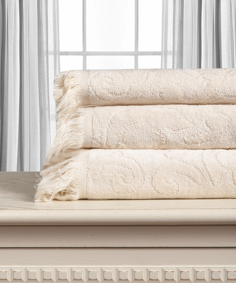 Βαμβακερή Ζακάρ Πετσέτα Alicia 520Gsm (80Cm X 150Cm) Cream Silk Fashion ...